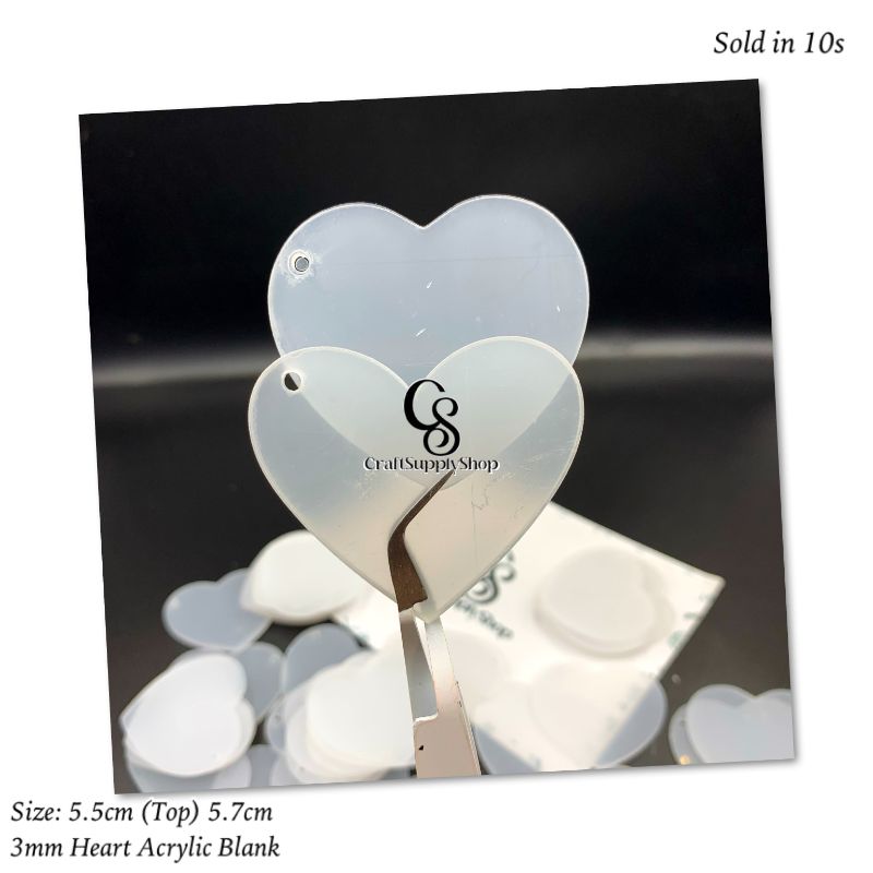 5.5cm Heart Acrylic Keychain Blanks – 10pcs - CraftSupplyHQ