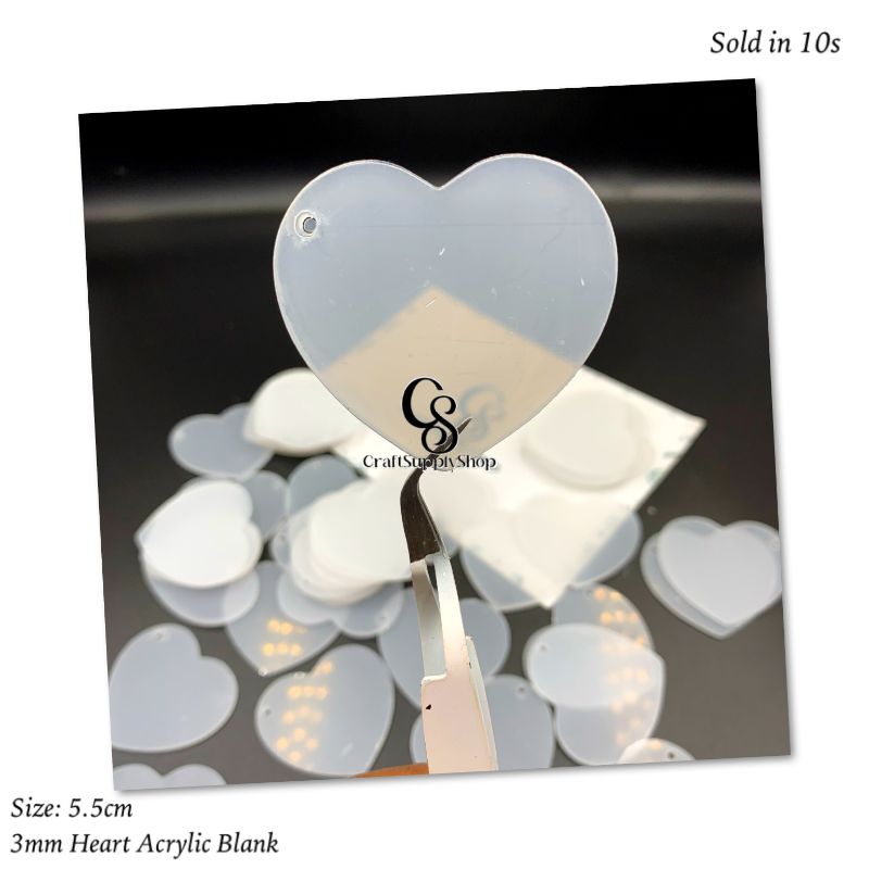 5.5cm Heart Acrylic Keychain Blanks – 10pcs - CraftSupplyHQ