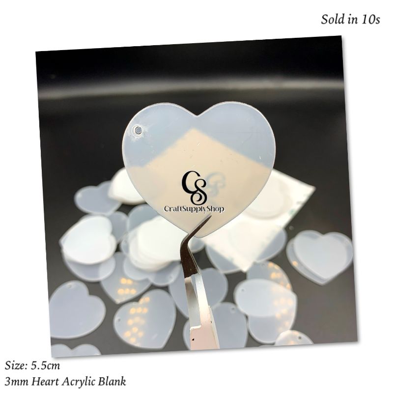 5.5cm Heart Acrylic Keychain Blanks – 10pcs - CraftSupplyHQ