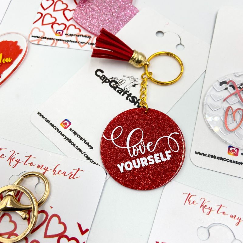 5cm Glitter Round Acrylic Keychain Set - CraftSupplyHQ