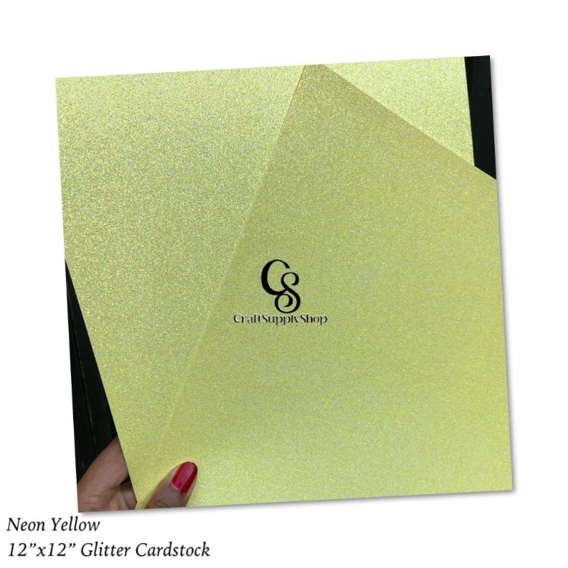 300gsm Neon Yellow Glitter Cardstock – 1pc - CraftSupplyHQ