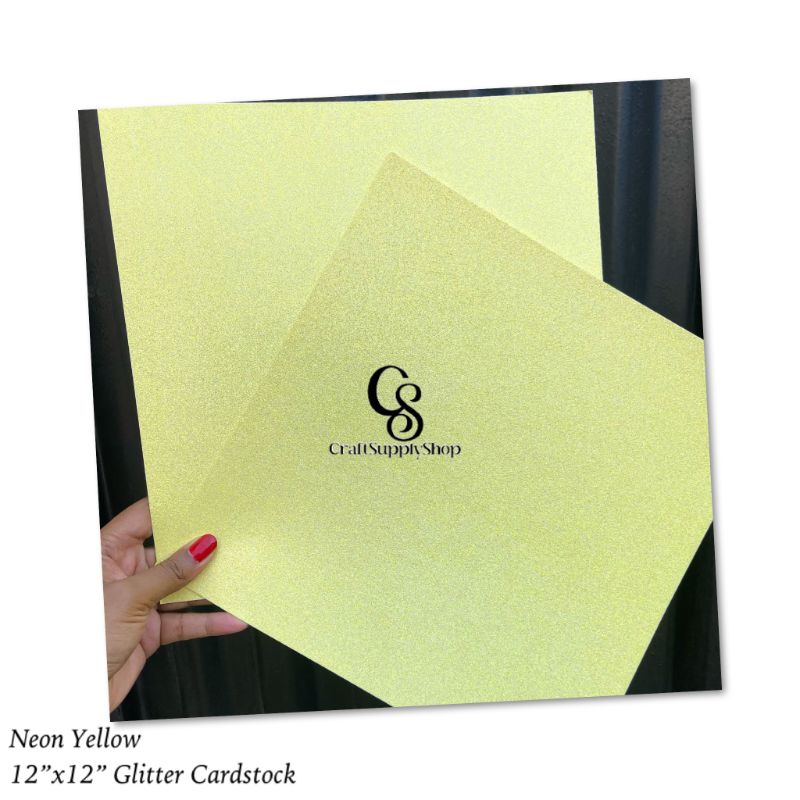 300gsm Neon Yellow Glitter Cardstock – 1pc - CraftSupplyHQ