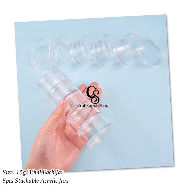 5pc Stackable Acrylic Jars/Container - CraftSupplyHQ