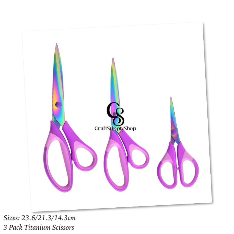 3pc Titanium Scissors Set - CraftSupplyHQ