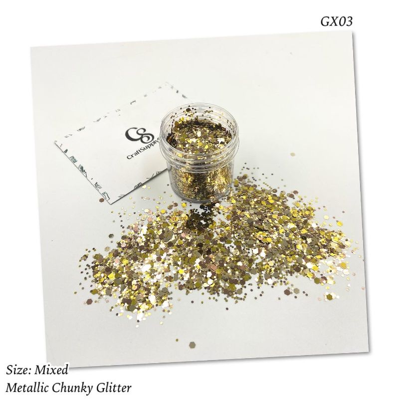 GX03 Gold Metallic Chunky Glitter - CraftSupplyHQ