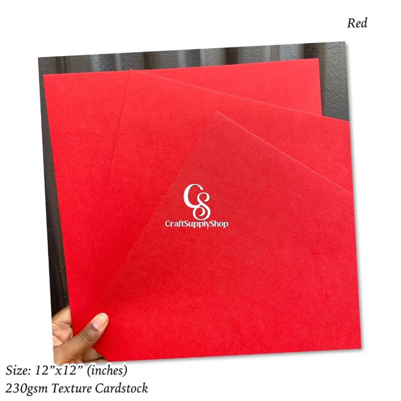 230gsm Red Textured Cardstock – 1pc - CraftSupplyHQ