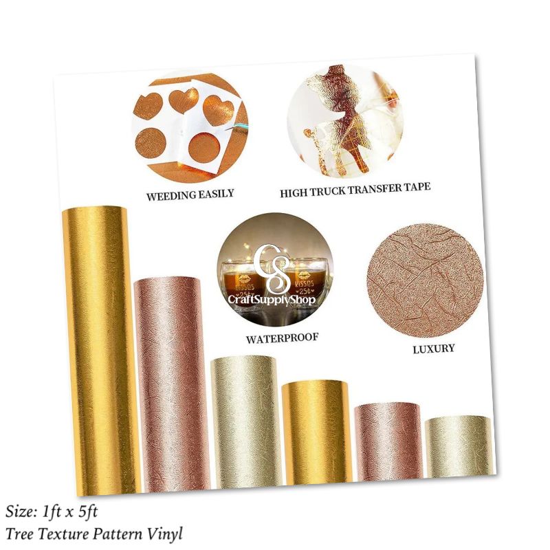 Tree Textured Metallic Black Adhesive Vinyl - CraftSupplyHQ