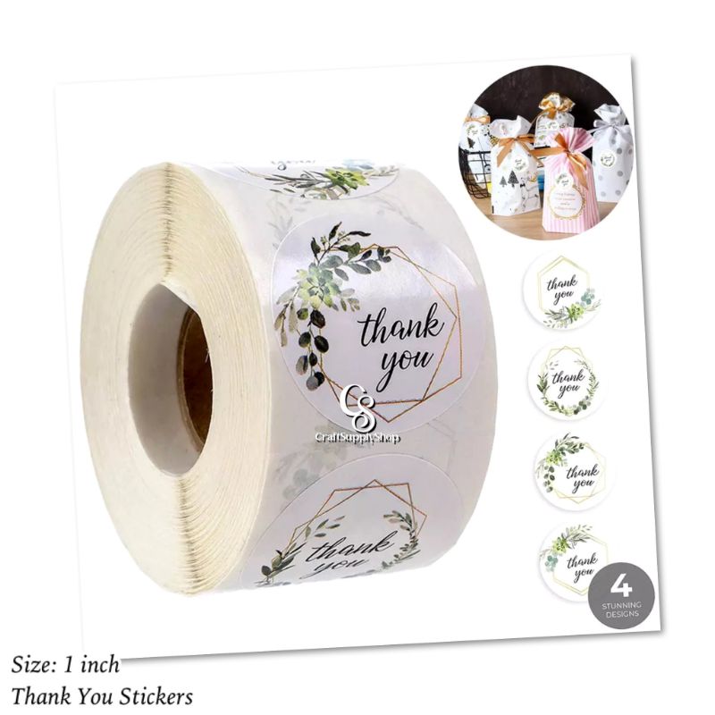 Thank you Floral Sticker Roll - CraftSupplyHQ