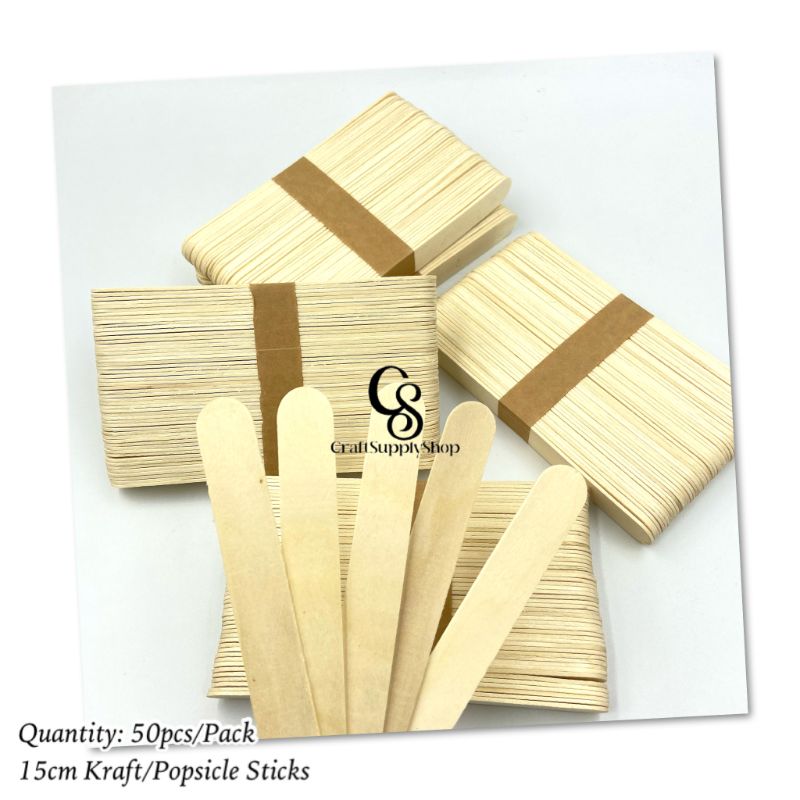 15cm Kraft Popsicle Sticks – 50pcs - CraftSupplyHQ