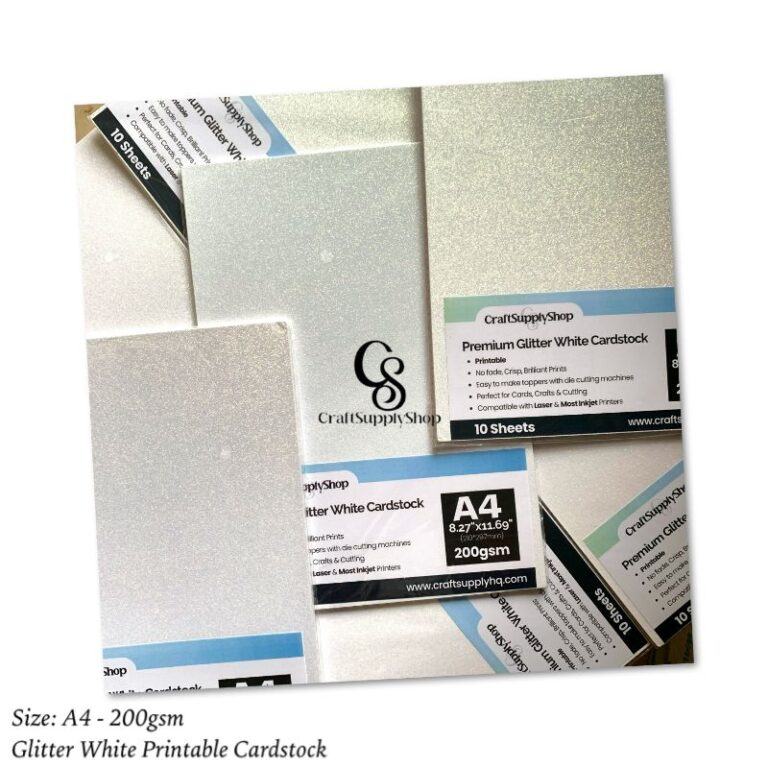 200gsm A4 Printable White Glitter Cardstock - CraftSupplyHQ