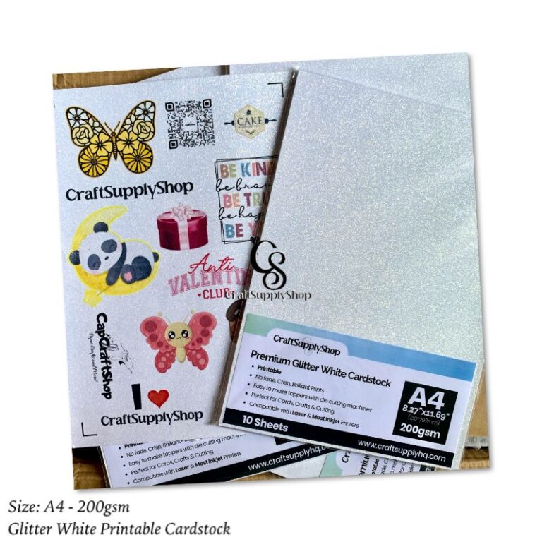 200gsm A4 Printable White Glitter Cardstock - CraftSupplyHQ