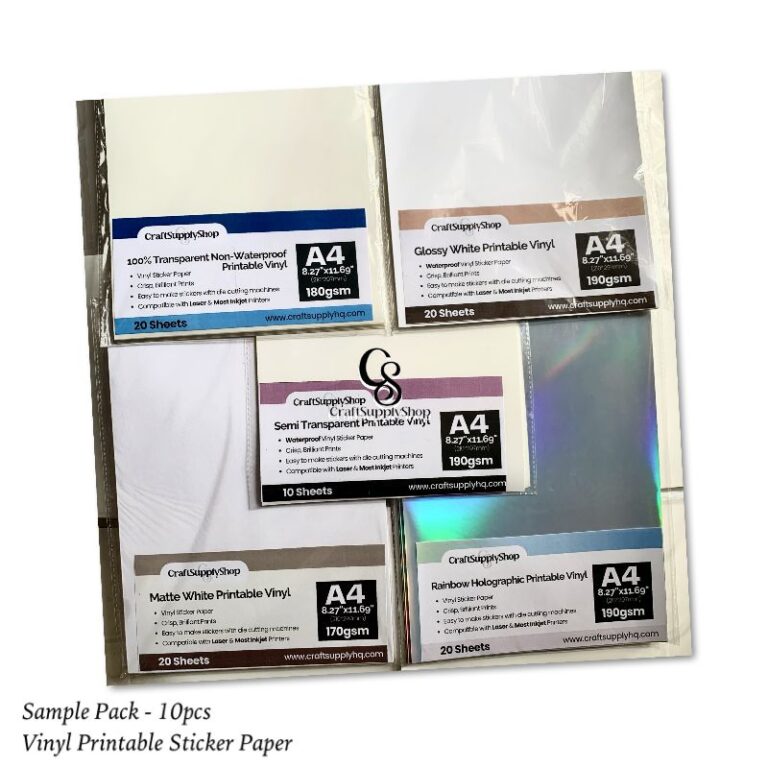 A4 Sample Pack Vinyl Sticker Sheets - CraftSupplyHQ