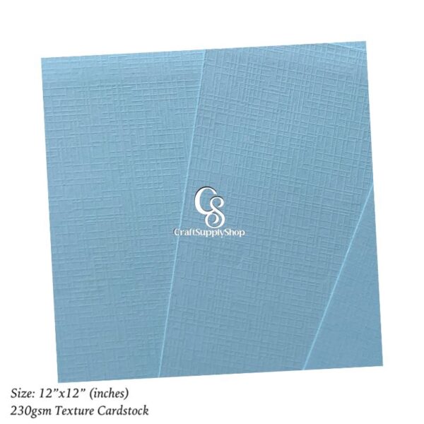 230gsm Baby Blue Crosshatch Texture Cardstock - CraftSupplyHQ